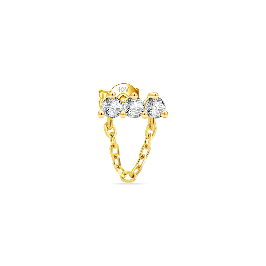 three stones bar earring with dangling chain. – IOV