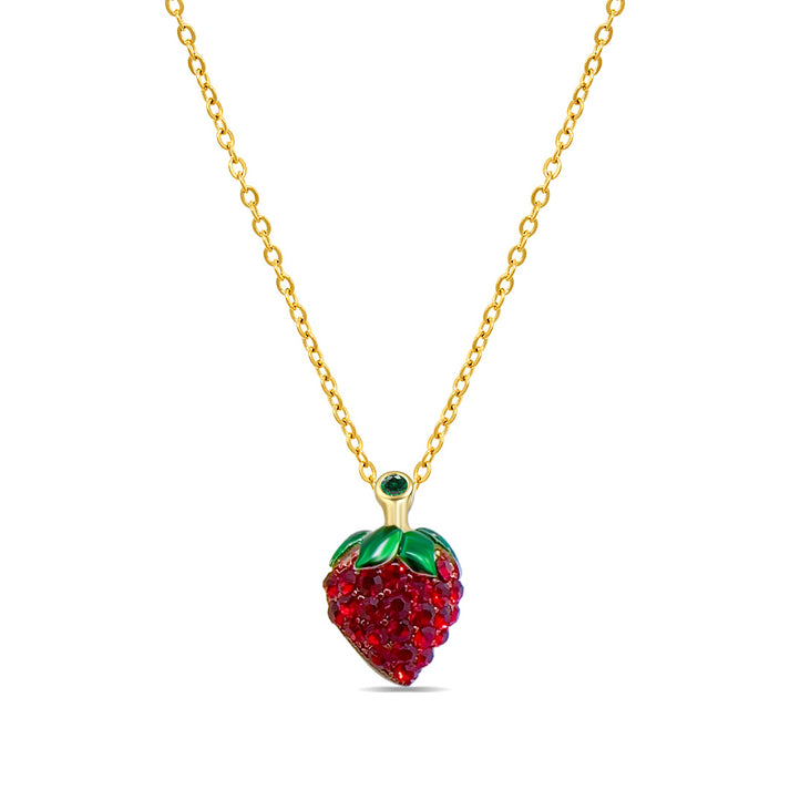 strawberry shape golden necklace. – IOV