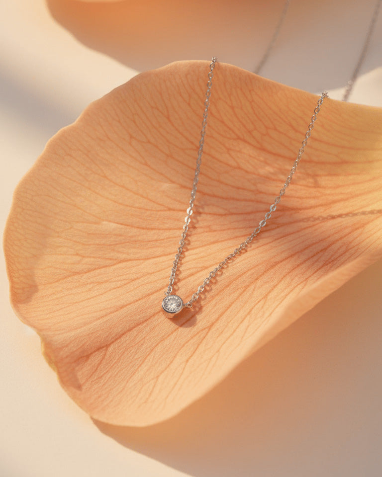 5 mm bezel setting round CZ necklace. – IOV